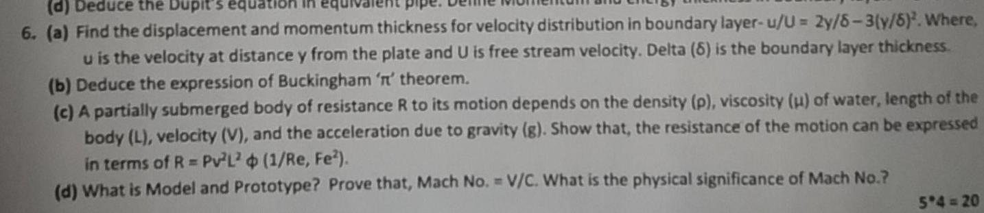 Solved (d) Deduce the Dupit sequatio 6. (a) Find the | Chegg.com