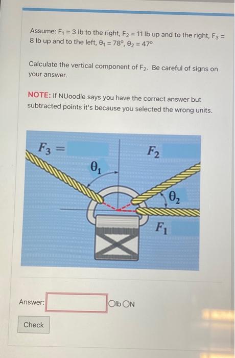 Solved Assume: F1=3lb to the right, F2=11lb up and to the | Chegg.com