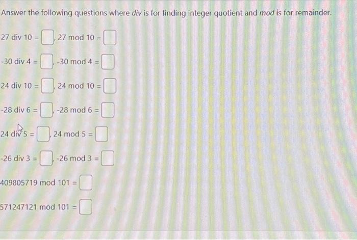 Solved Answer the following questions where div is for | Chegg.com