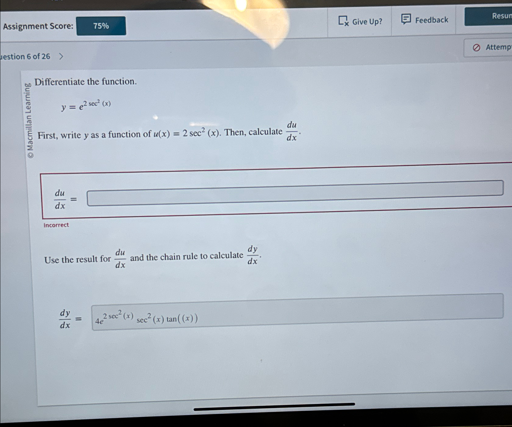 Solved Assignment Score:Give Up?FeedbackResuruestion 6 ﻿of | Chegg.com