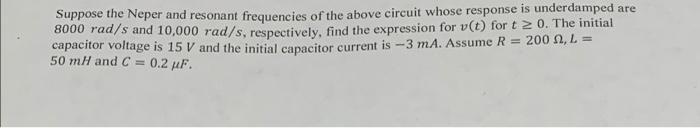 Suppose the Neper and resonant frequencies of the | Chegg.com
