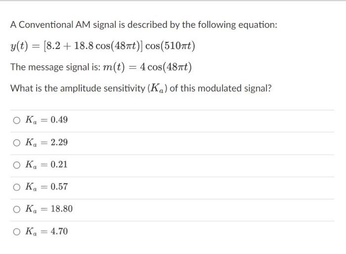 A Conventional AM signal is described by the | Chegg.com