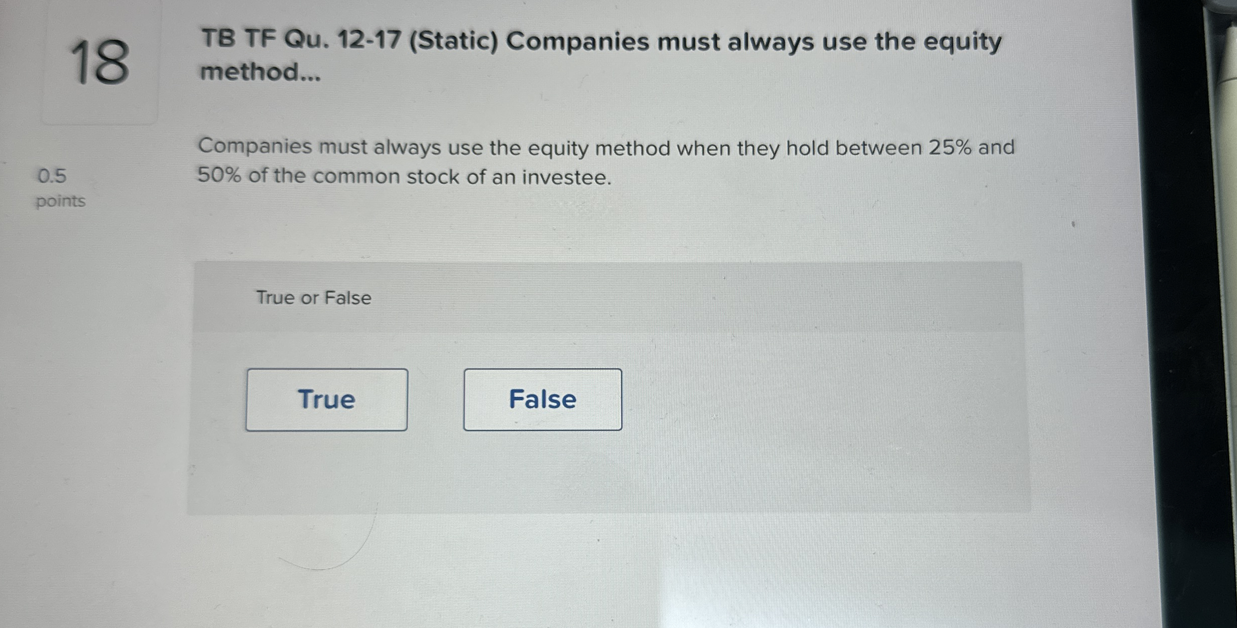 Solved TB TF Qu. 12-17 (Estático) ﻿Las empresas siempre | Chegg.com