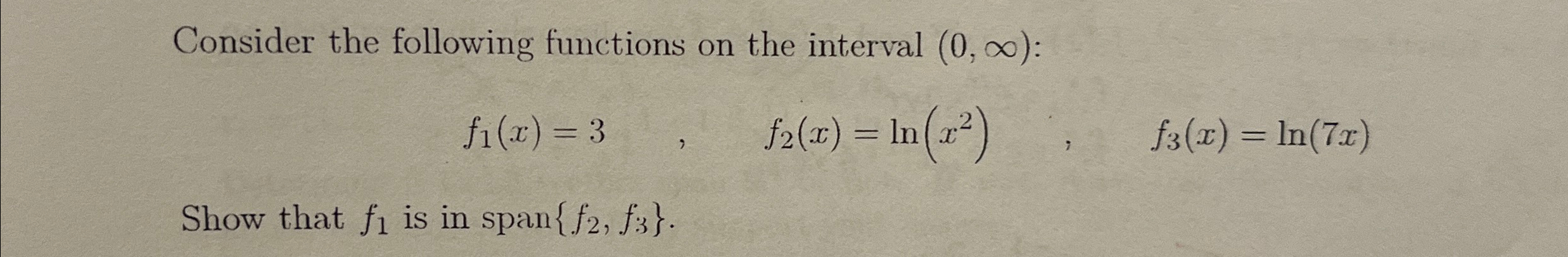 Solved Consider the following functions on the interval | Chegg.com