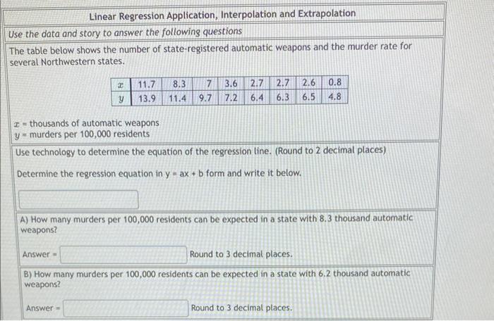 Solved Linear Regression Application, Interpolation and | Chegg.com