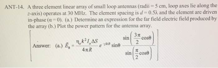 ANT-14. A three element linear array of small loop | Chegg.com