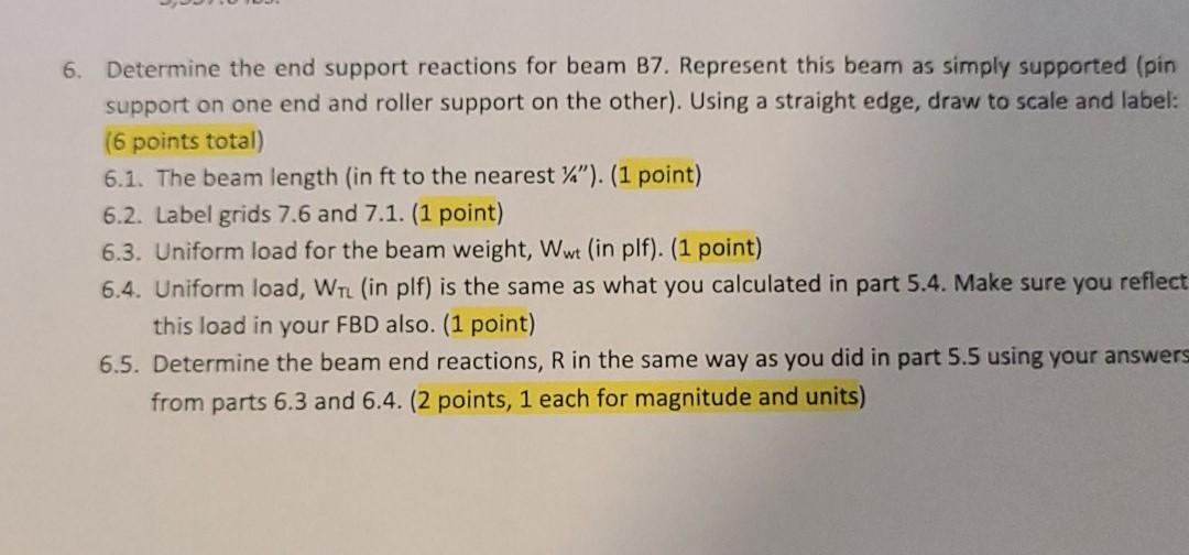 Solved 6. Determine the end support reactions for beam B7. | Chegg.com