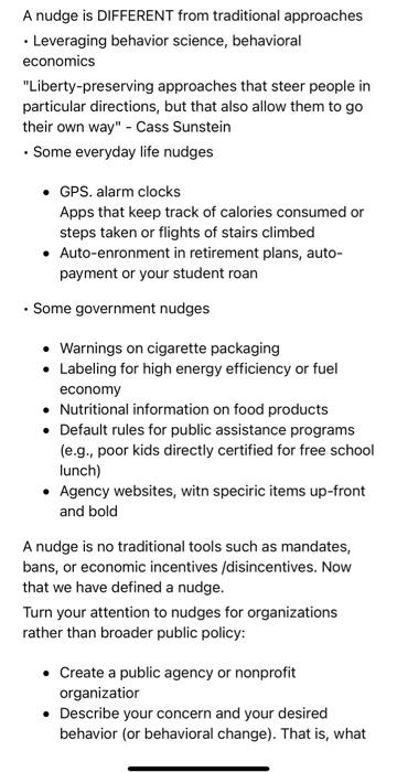 Solved A nudge is DIFFERENT from traditional approaches - | Chegg.com