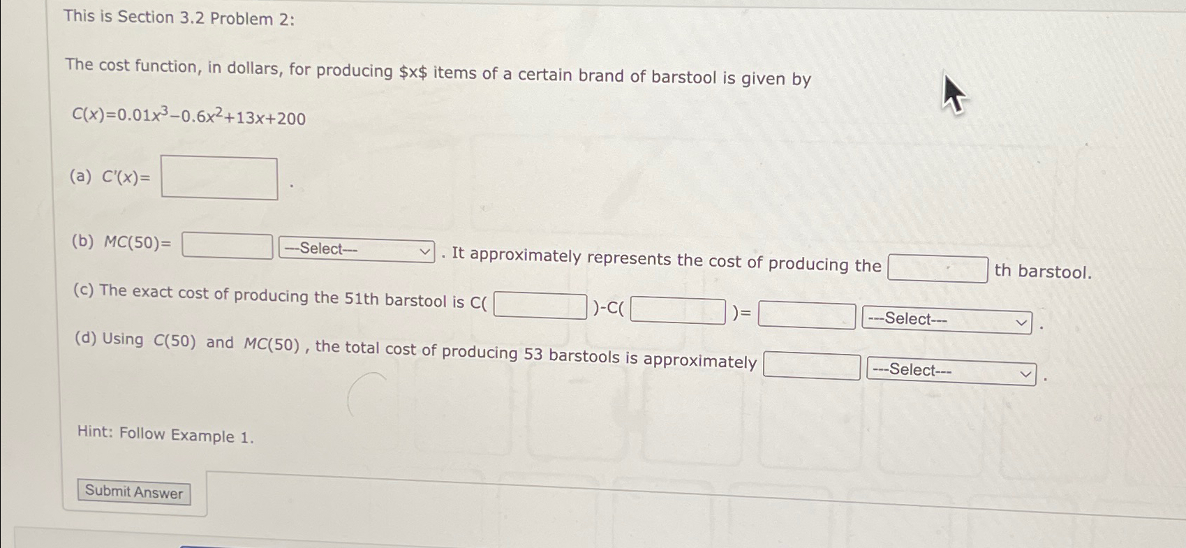 Solved This is Section 3.2 ﻿Problem 2:The cost function, in | Chegg.com