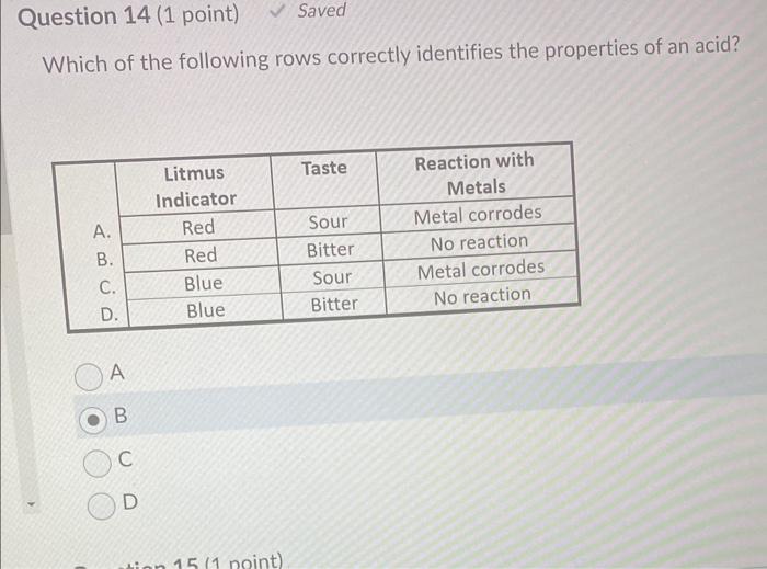 Solved Which of the following rows correctly identifies the | Chegg.com
