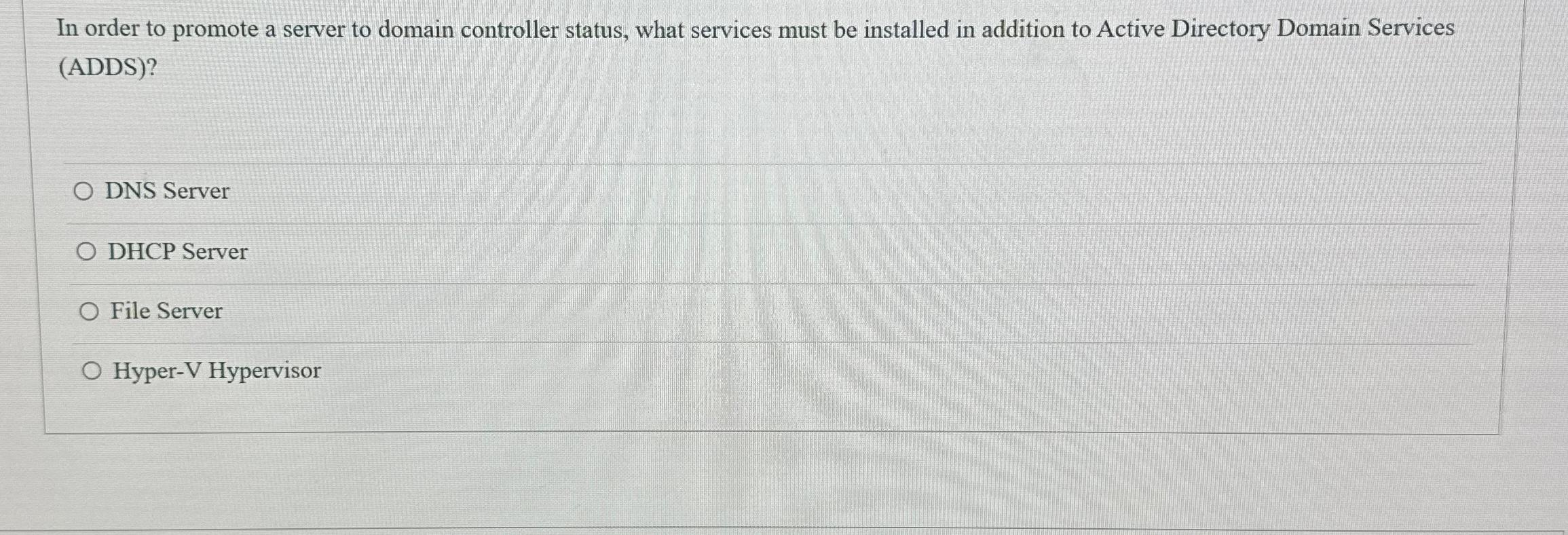 Solved In order to promote a server to domain controller | Chegg.com