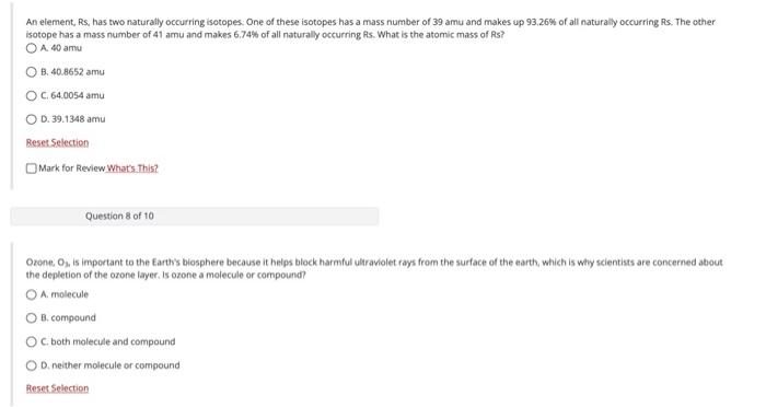 Solved An element, Rs, has two naturally occurring isotopes: | Chegg.com