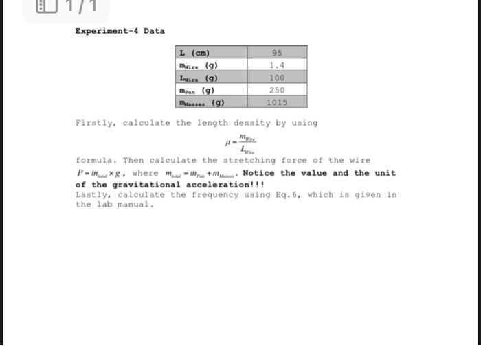 Solved Experiment-4 Data Firstly, calculate the length | Chegg.com