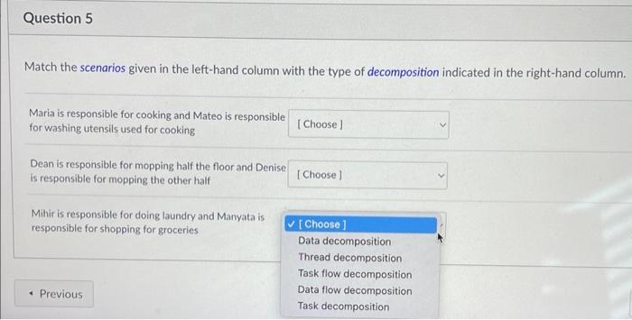 Solved Match the scenarios given in the left-hand column | Chegg.com