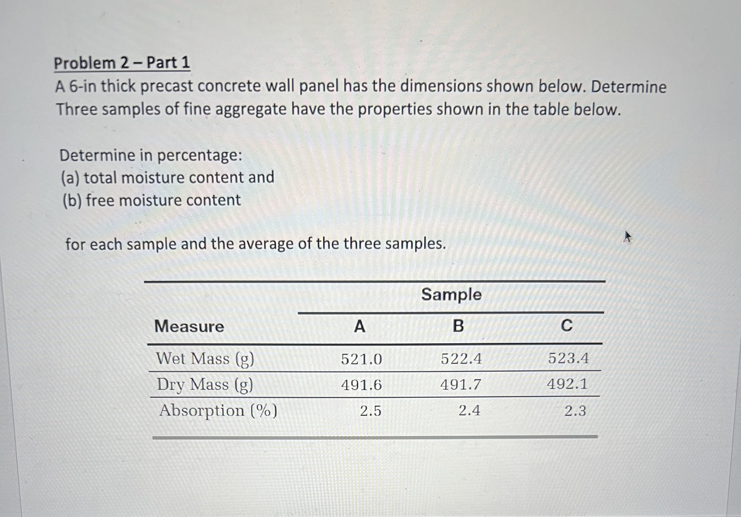 Solved Problem 2-Part 1A 6 -in thick precast concrete wall | Chegg.com