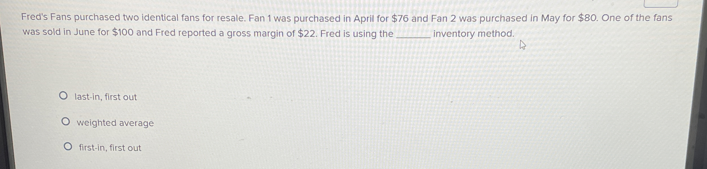 Solved Fred's Fans purchased two identical fans for resale. | Chegg.com