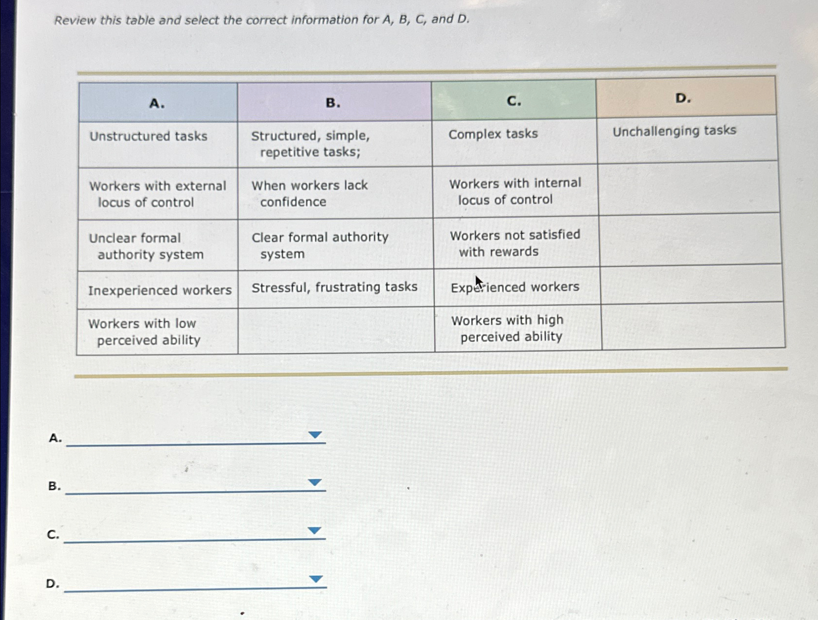 Solved Review this table and select the correct information | Chegg.com