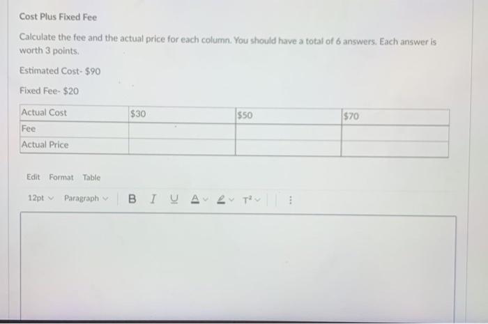 Solved Cost Plus Fixed Fee Calculate the fee and the actual | Chegg.com