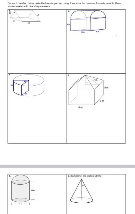 Solved For each question below, write the formula you are | Chegg.com