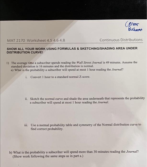 Solved SHOW ALL YOUR WORK USING FORMULAS \& | Chegg.com