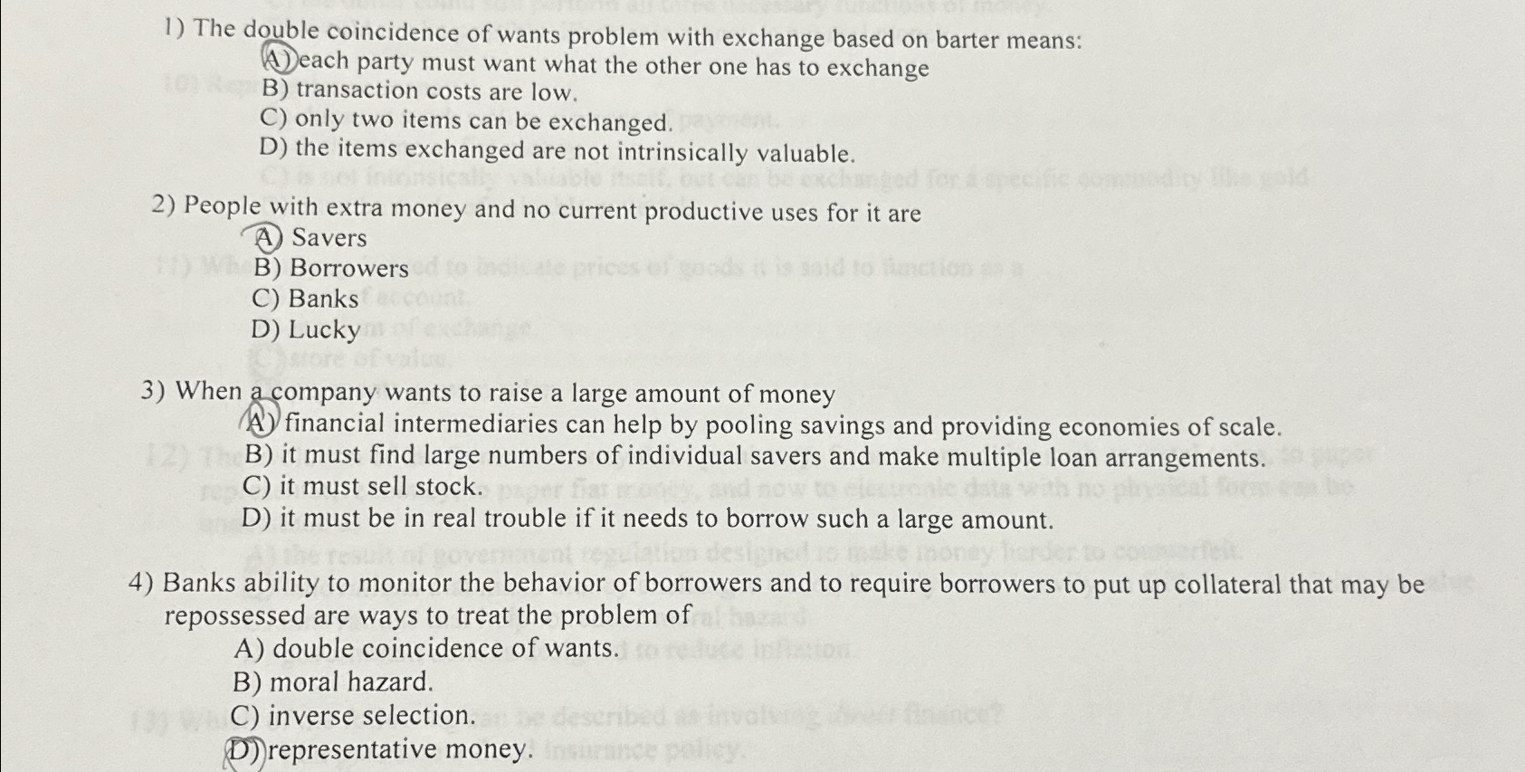 Solved The double coincidence of wants problem with exchange | Chegg.com