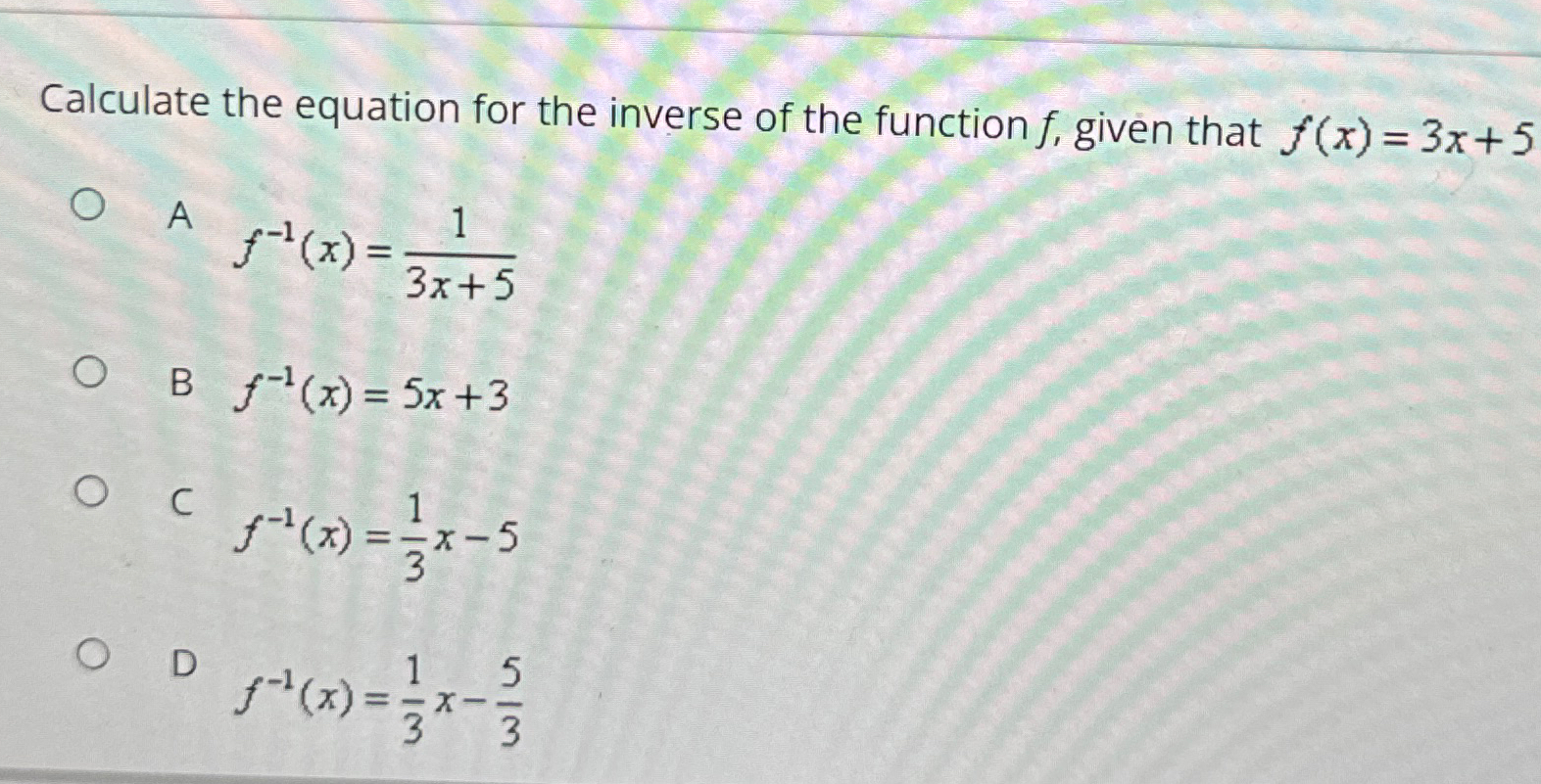 Solved Calculate the equation for the inverse of the | Chegg.com