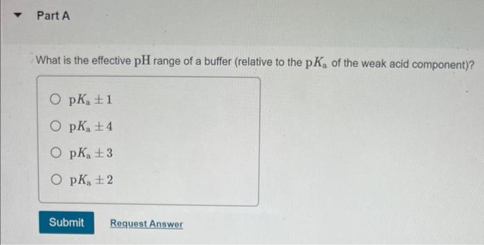 Solved What is the effective pH range of a buffer (relative | Chegg.com
