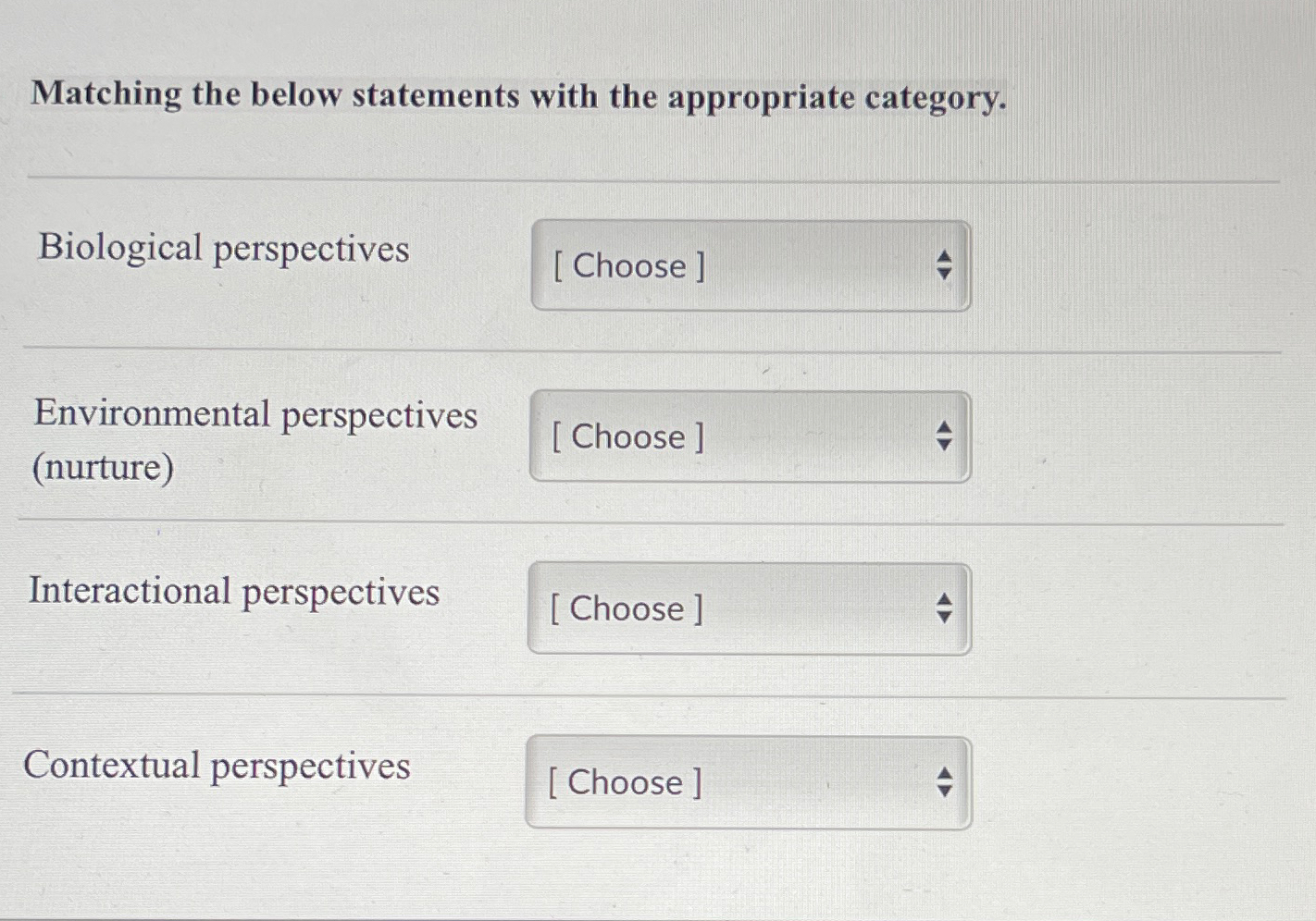 Solved Matching the below statements with the appropriate | Chegg.com