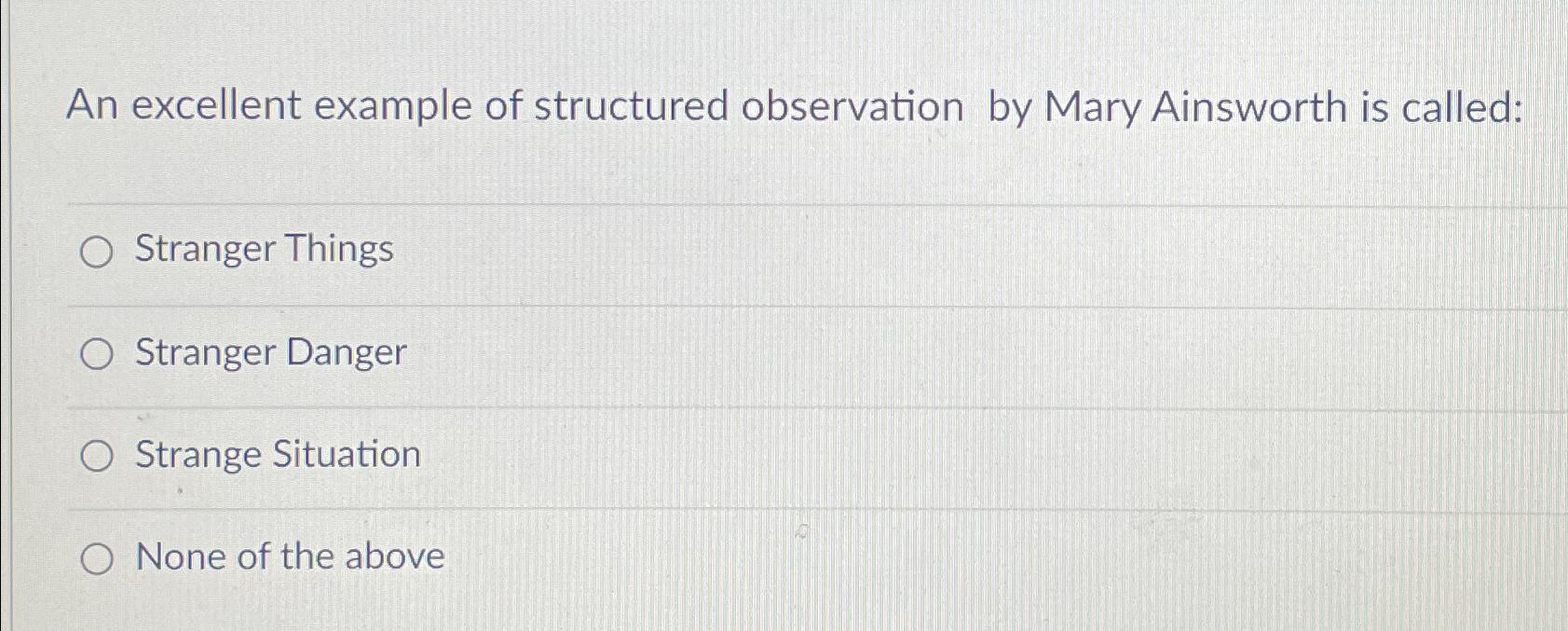Solved An excellent example of structured observation by | Chegg.com