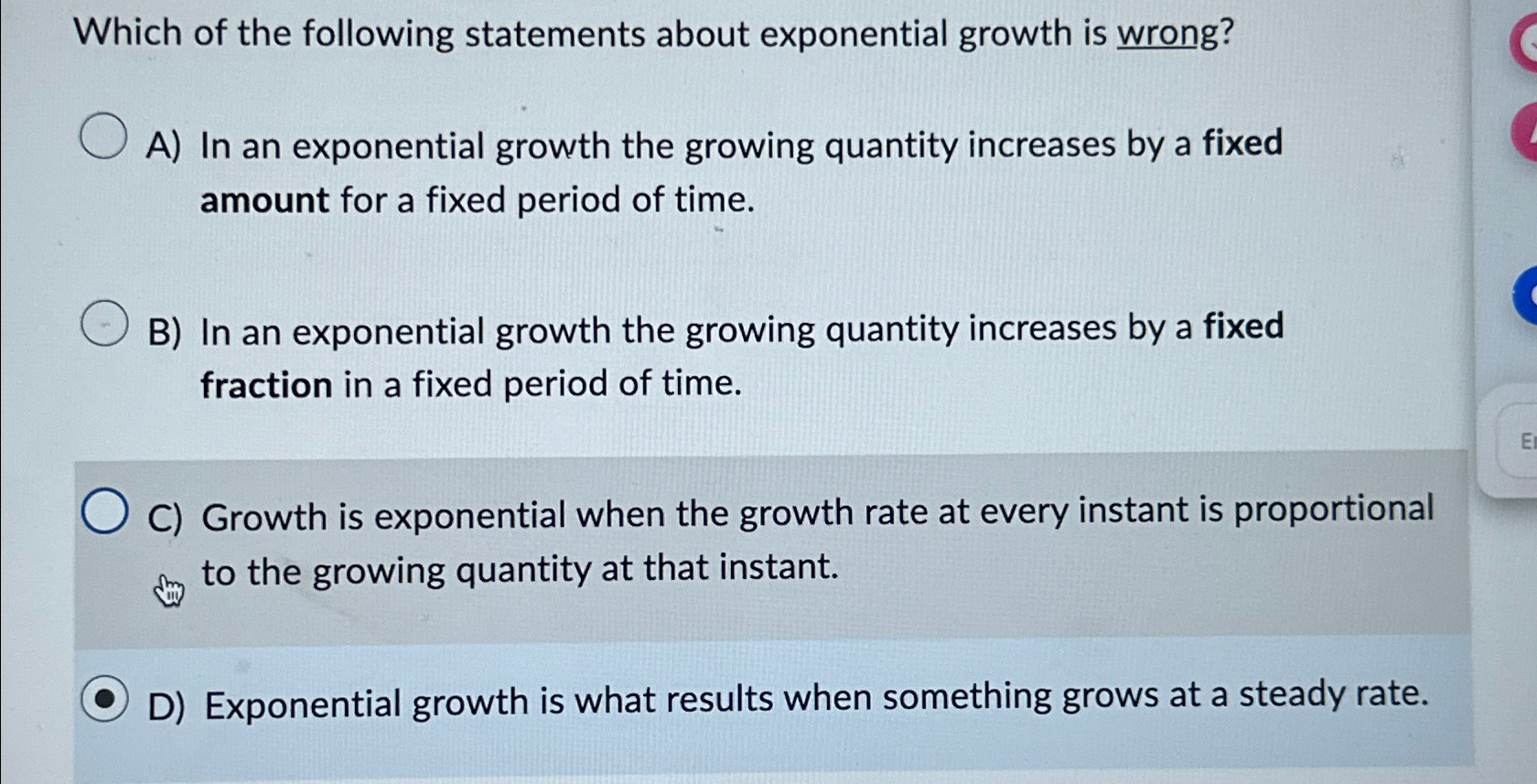 Solved Which of the following statements about exponential | Chegg.com