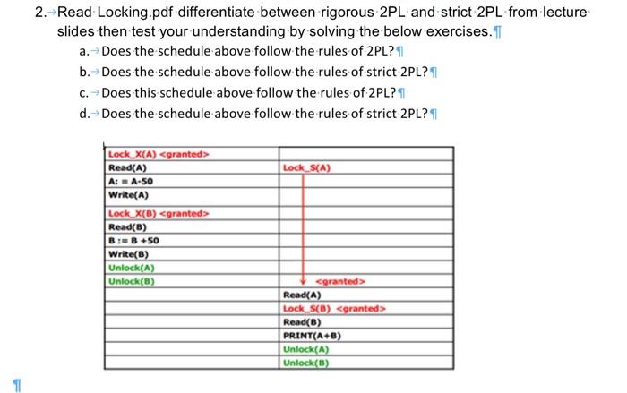 Solved 2. Read Locking.pdf differentiate between rigorous | Chegg.com