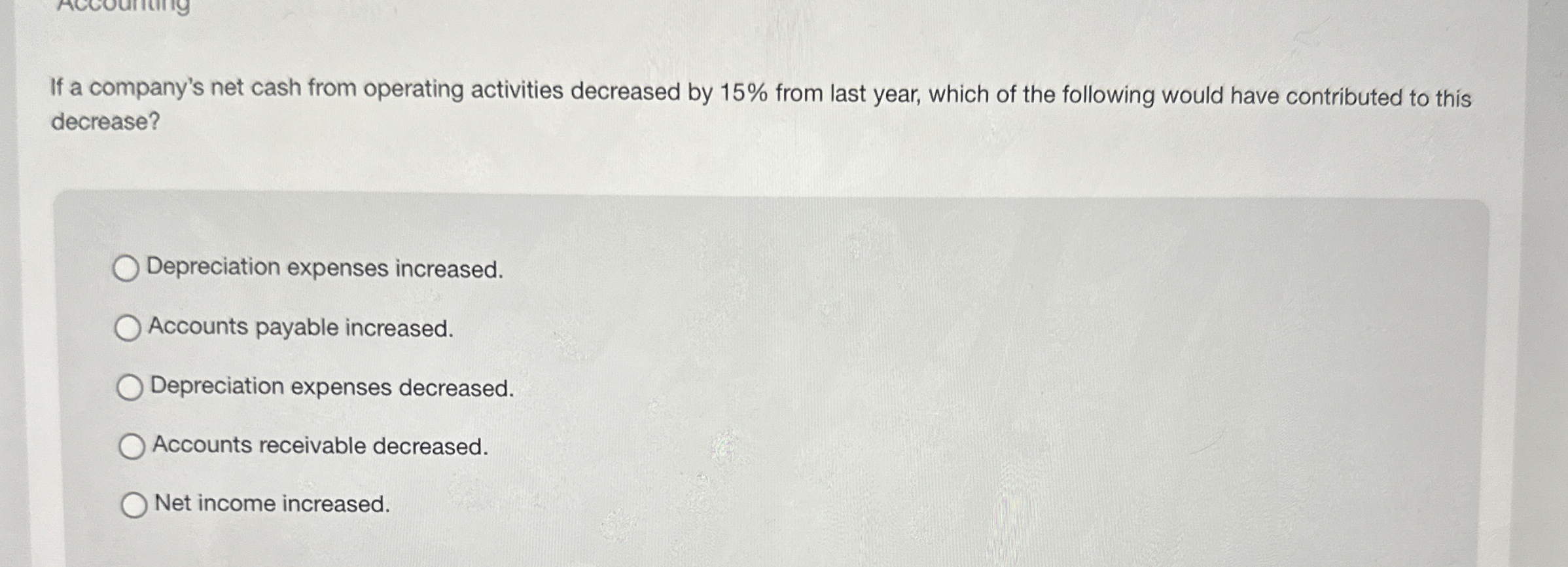 Solved If a company's net cash from operating activities | Chegg.com