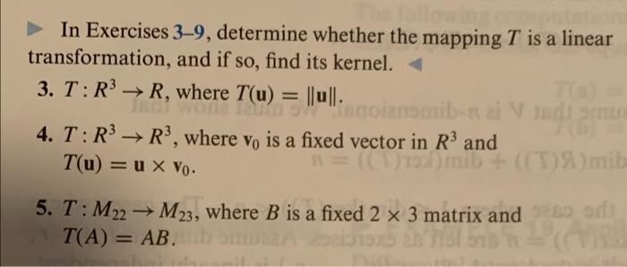 Solved In Exercises 3-9, determine whether the mapping T is | Chegg.com