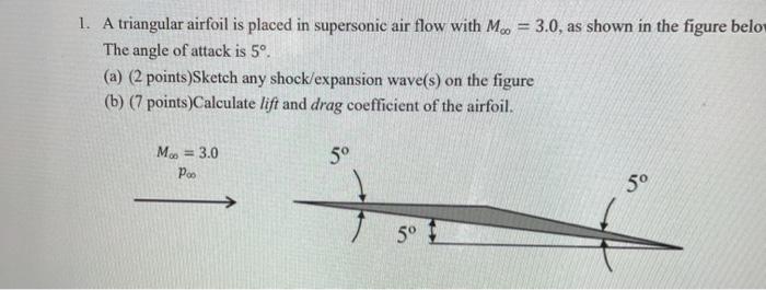 Solved 1. A triangular airfoil is placed in supersonic air | Chegg.com Solved 1. A triangular airfoil is placed in supersonic air | Chegg.com