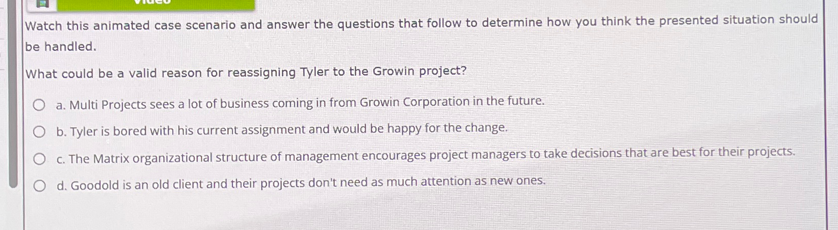 Solved Watch this animated case scenario and answer the | Chegg.com