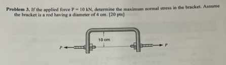 Solved Problem 3, ﻿If the applied force P=10kN, ﻿determine | Chegg.com