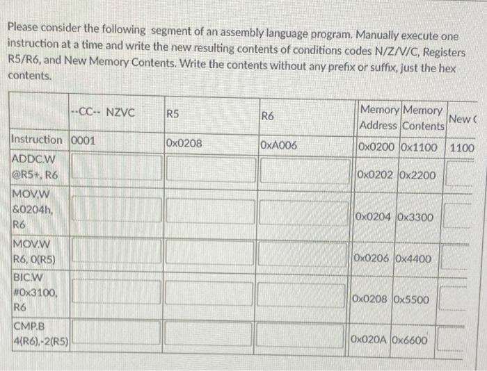 Solved Please Consider The Following Segment Of An Assembly