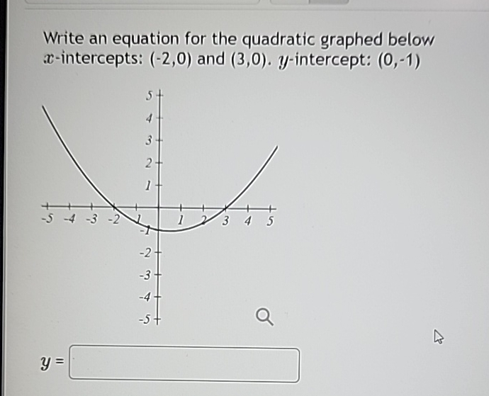 Solved Write an equation for the quadratic graphed below | Chegg.com