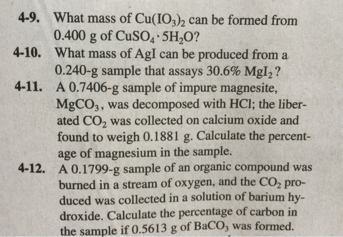 Solved 4.9. What mass of Cu(IO3)2 can be formed from 0.400 g | Chegg.com
