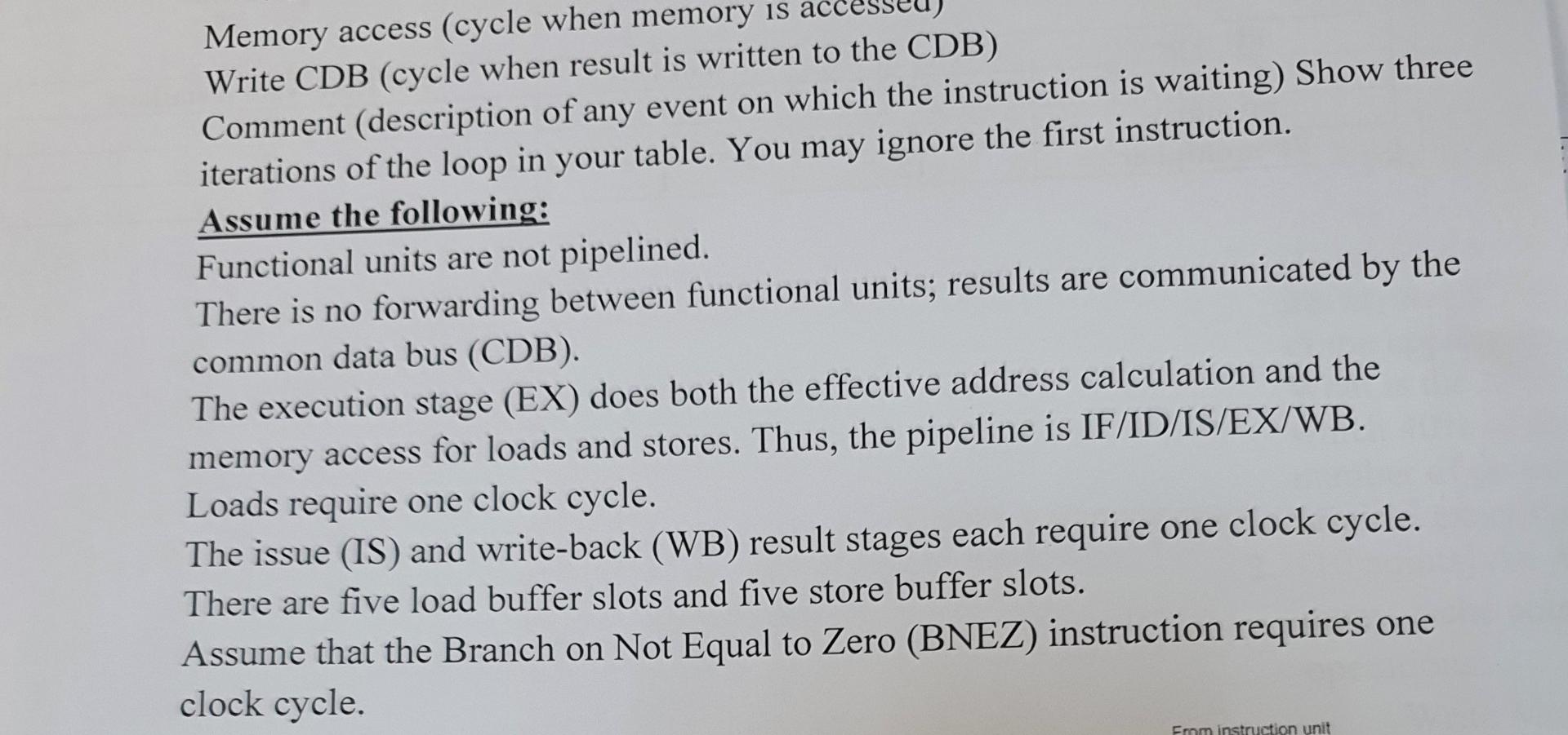 Solved Memory access (cycle when memory is Write CDB (cycle | Chegg.com