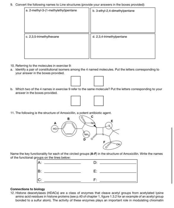 Solved 10. Referring to the molecules in exercise 9: a. | Chegg.com
