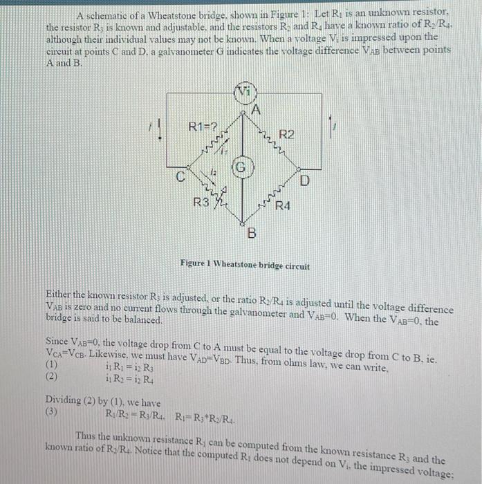 A schematic of a Wheatstone bridge, shown in Figure | Chegg.com