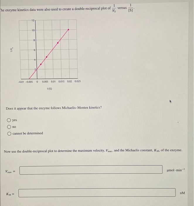 Solved The enzyme kinetics data were also used to create a | Chegg.com