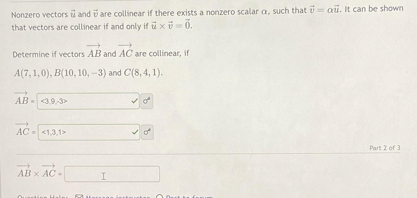 Solved Nonzero vectors vec(u) and vec(v) are collinear if | Chegg.com