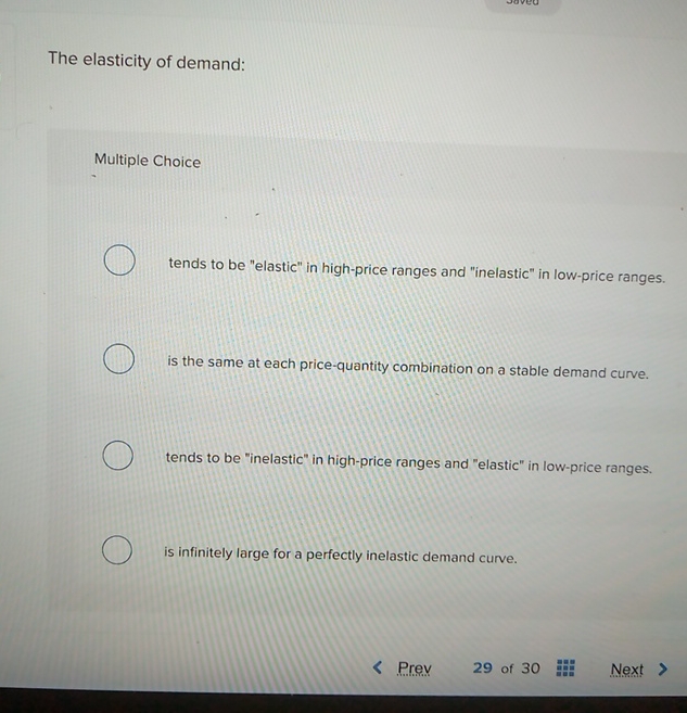 Solved The elasticity of demand:Multiple Choicetends to be | Chegg.com