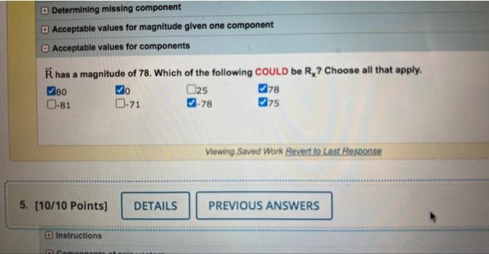 Solved Determining missing component Acceptable values for | Chegg.com