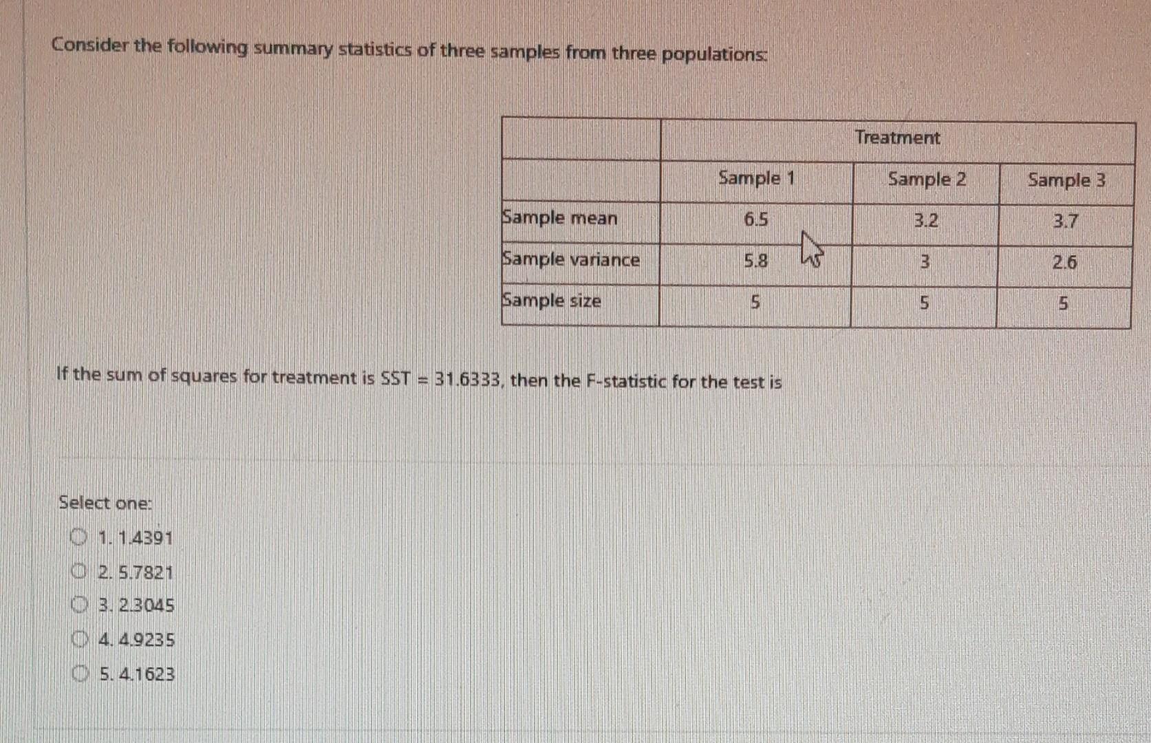 Solved Consider the following summary statistics of three | Chegg.com