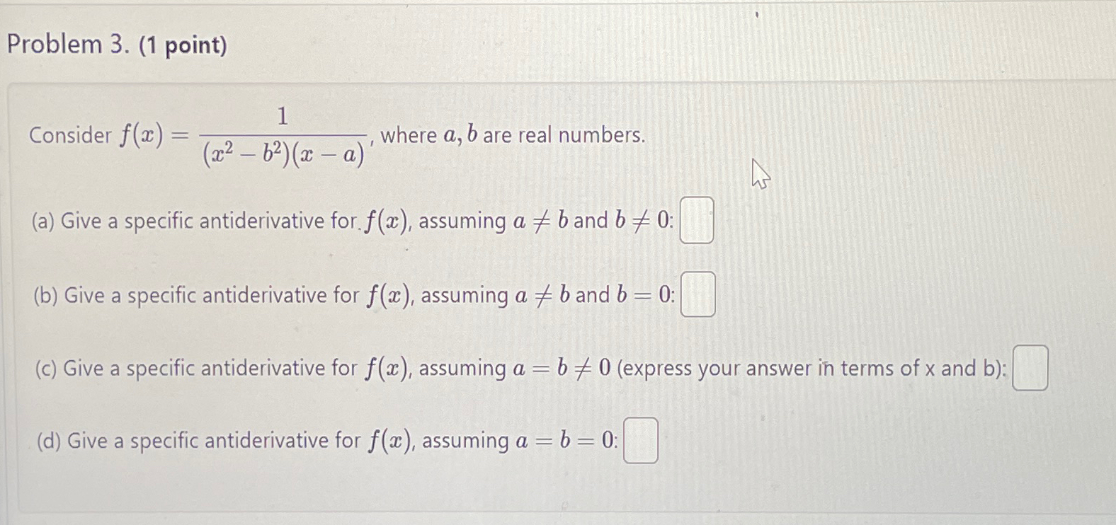 Solved Problem 3. (1 point)\\nConsider | Chegg.com