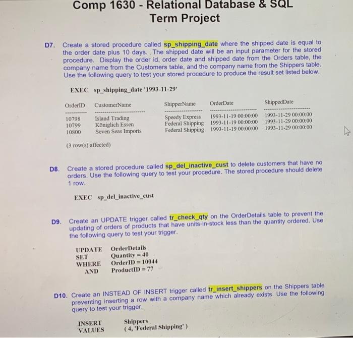 Solved Comp 1630 Relational Database And Sql Term Project
