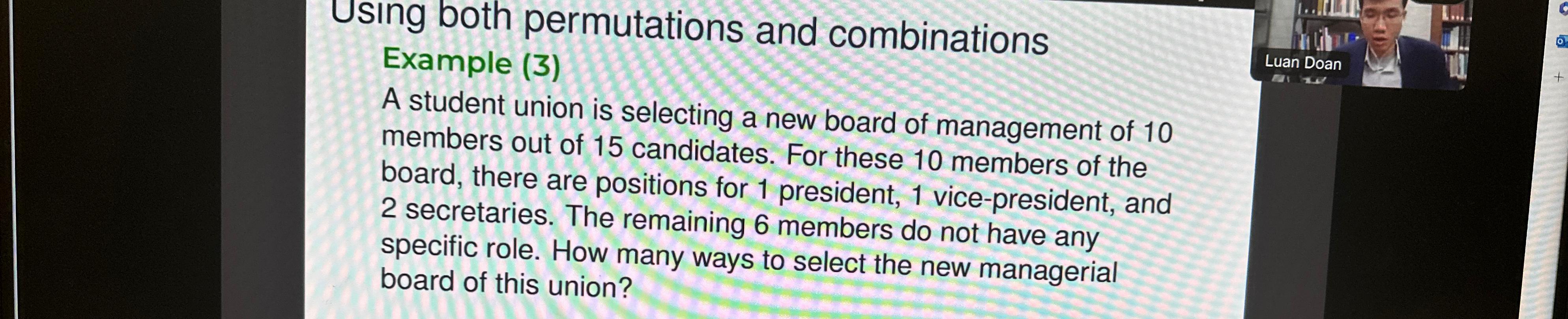 Solved Using both permutations and combinations Example (3)A | Chegg.com